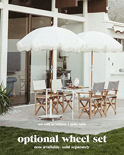 Business & Pleasure Co. Classic Patio Umbrella Base - Fits up to 6' Patio & Beach Umbrellas - Heavy Duty Square Metal Umbrella Stand Outdoor Base - White, 35 lbs