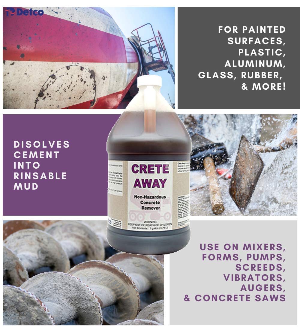 Crete Away Concrete Remover from Trucks, Mixers and Construction Equipment Mortar Grout and Stucco - Non Hazardous (1 Gallon)