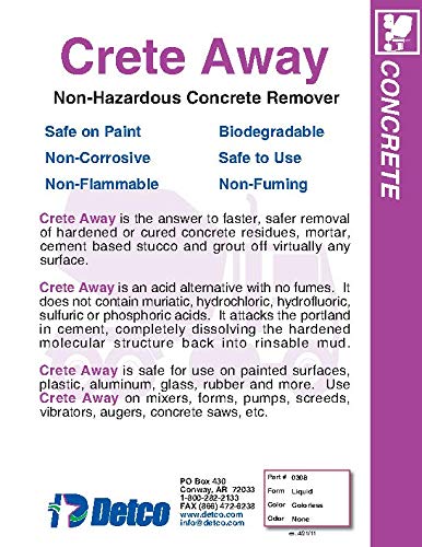 Crete Away Concrete Remover from Trucks, Mixers and Construction Equipment Mortar Grout and Stucco - Non Hazardous (1 Gallon)