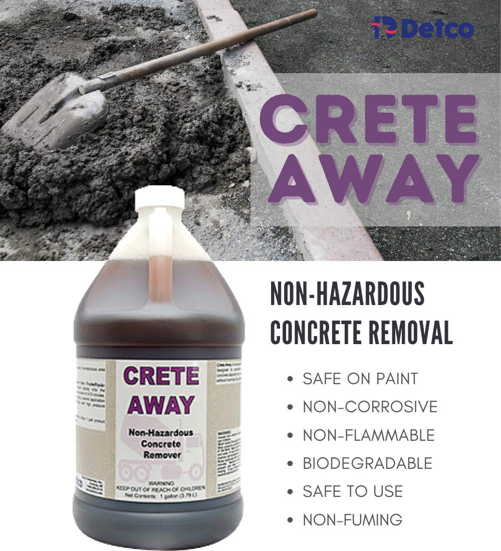 Crete Away Concrete Remover from Trucks, Mixers and Construction Equipment Mortar Grout and Stucco - Non Hazardous (1 Gallon)