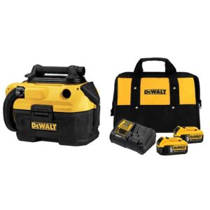 dewalt 20v max vacuum, wet/dry (dcv581h) & 20v max battery starter kit with 2 batteries, 5.0ah (dcb205-2ck)