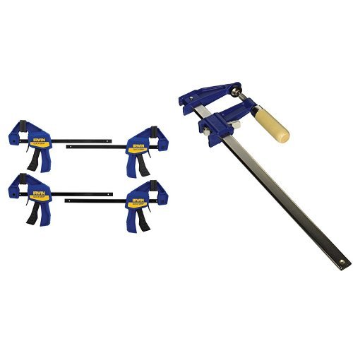 IRWIN QUICK-GRIP Clamps, One-Handed, Mini Bar, 6-Inch, 4-Pack (1964758) and IRWIN Tools QUICK-GRIP Handi-Clamp, 1 1/2-Inch (59100CD)