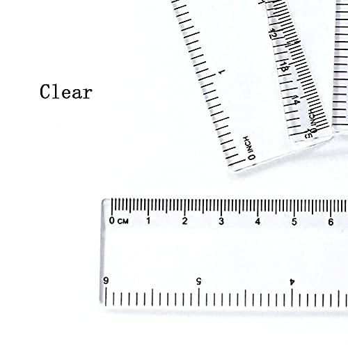 6 Pcs Clear Ruler ,6 inch Ruler, Plastic Ruler, Drafting Tools, Rulers for Kids, Measuring Tools, Ruler Set, Ruler inches and Centimeters, Transparent Ruler, Small Ruler