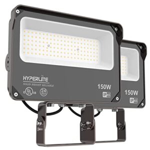 hyperlite led flood light 150w 2 pack 18000lm 5000k daylight ip65 waterproof outdoor floodlights ul certified for court,garden,warehouse