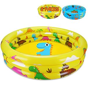 2 packs toddler pools 47" inflatable baby pool dinosaur sea pool for kids 3 ring for outside kiddie swimming pool for backyard boys girl play water summer toys indoor outdoor age 3 4 5 years old