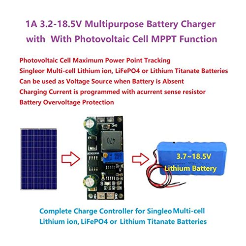 Solar Panel Controller Charge Module,1A 12V MPPT Solar Panel Controller Li-ion LiFePO4 Lithium Battery Charger Module for Car Battery Charging, Solar Battery Charging