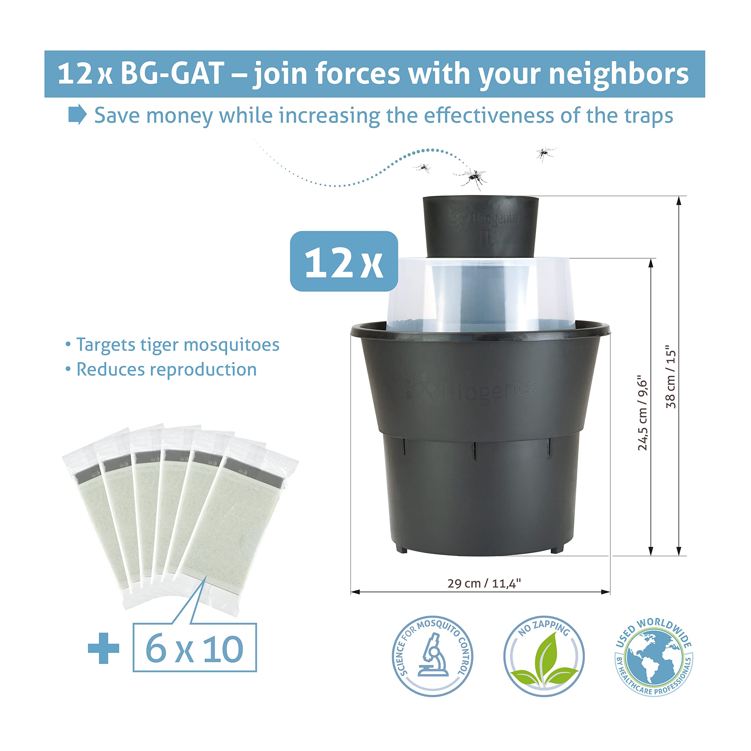 BIOGENTS BG-GAT Yard Protection (Pack of 2) • Non-Electrical Outdoor Mosquito Trap for Egg Laying Asian Tiger and Dengue Mosquitoes • for a pest-Free Patio