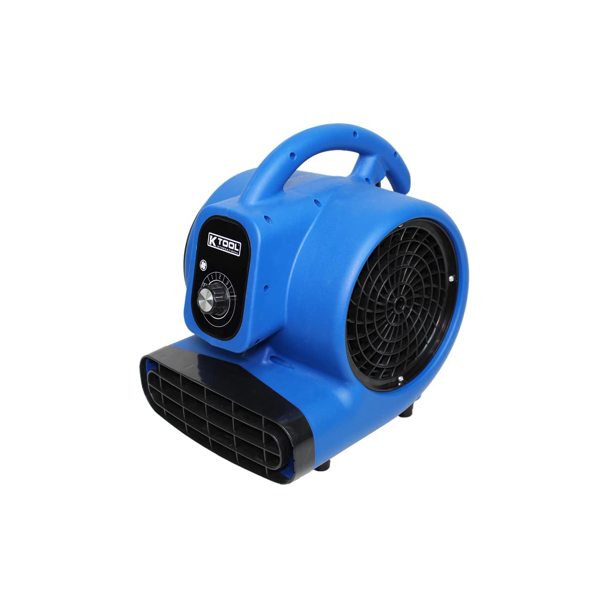 K Tool International 77703; 800 CFM Commercial Grade Floor Blower, Ideal for Floor and Carpet Drying, 1/4 HP Motor with 3 Speed Settings and Adjustable Tilt for Better Drying Angles, Stackable, Blue