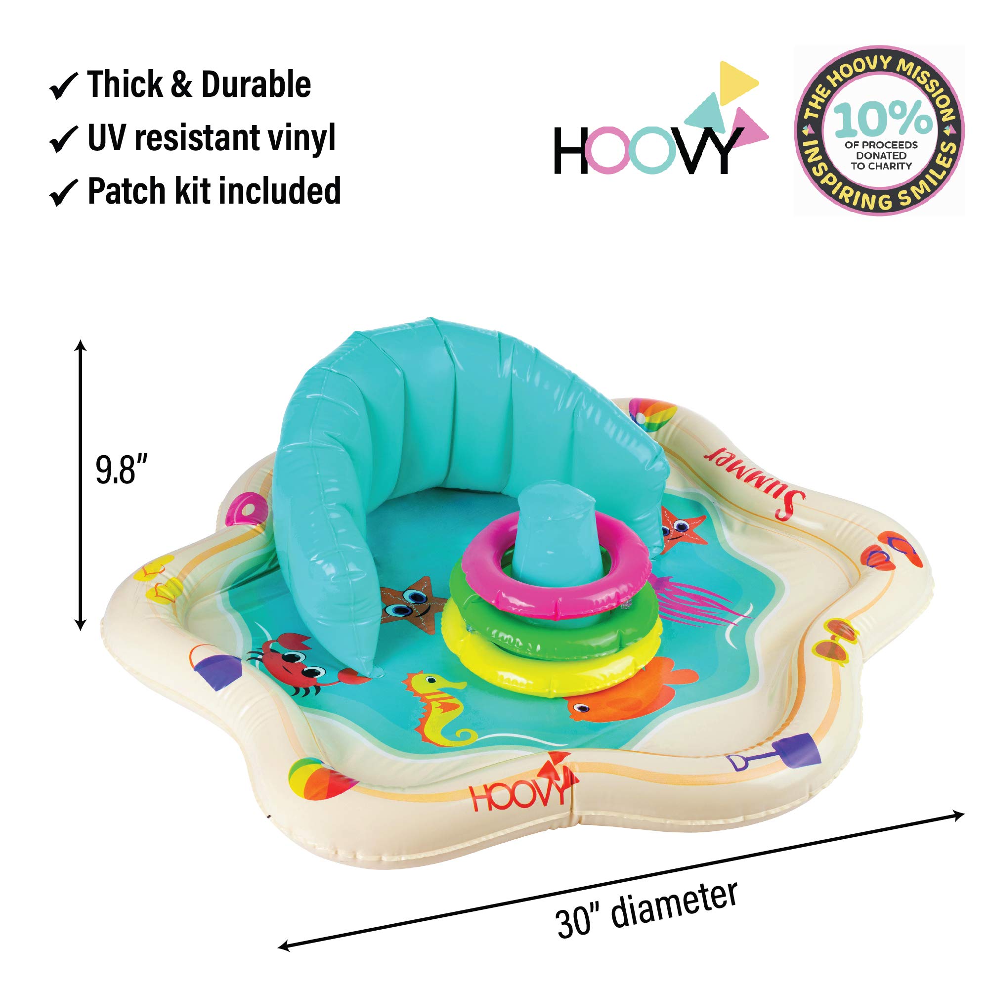 Inflatable Baby Splash Mat with Backrest & Fun Stackable Rings | Inflatable Infant Pad / Pool | Summer Toys