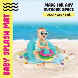 Inflatable Baby Splash Mat with Backrest & Fun Stackable Rings | Inflatable Infant Pad / Pool | Summer Toys