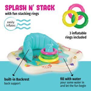 Inflatable Baby Splash Mat with Backrest & Fun Stackable Rings | Inflatable Infant Pad / Pool | Summer Toys