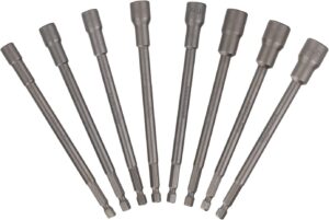 amazon basics 1/4-inch magnetic impact nut driver bit set, 8 piece, 10.04 in x 4.33 in x 0.98 in