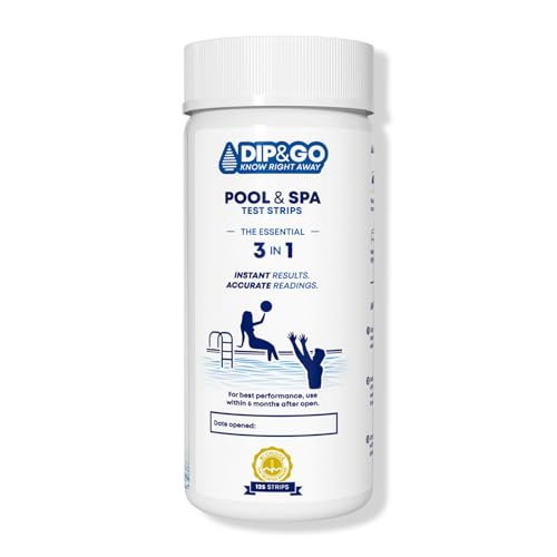 Pool and Spa Test Strips - 125 Strips 3 in 1 Pool Test Kit for pH, Total Chlorine, Total Alkalinity - Spa Test Strips for Hot Tub