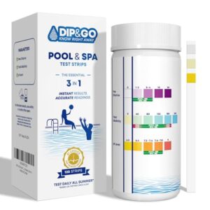 pool and spa test strips - 125 strips 3 in 1 pool test kit for ph, total chlorine, total alkalinity - spa test strips for hot tub