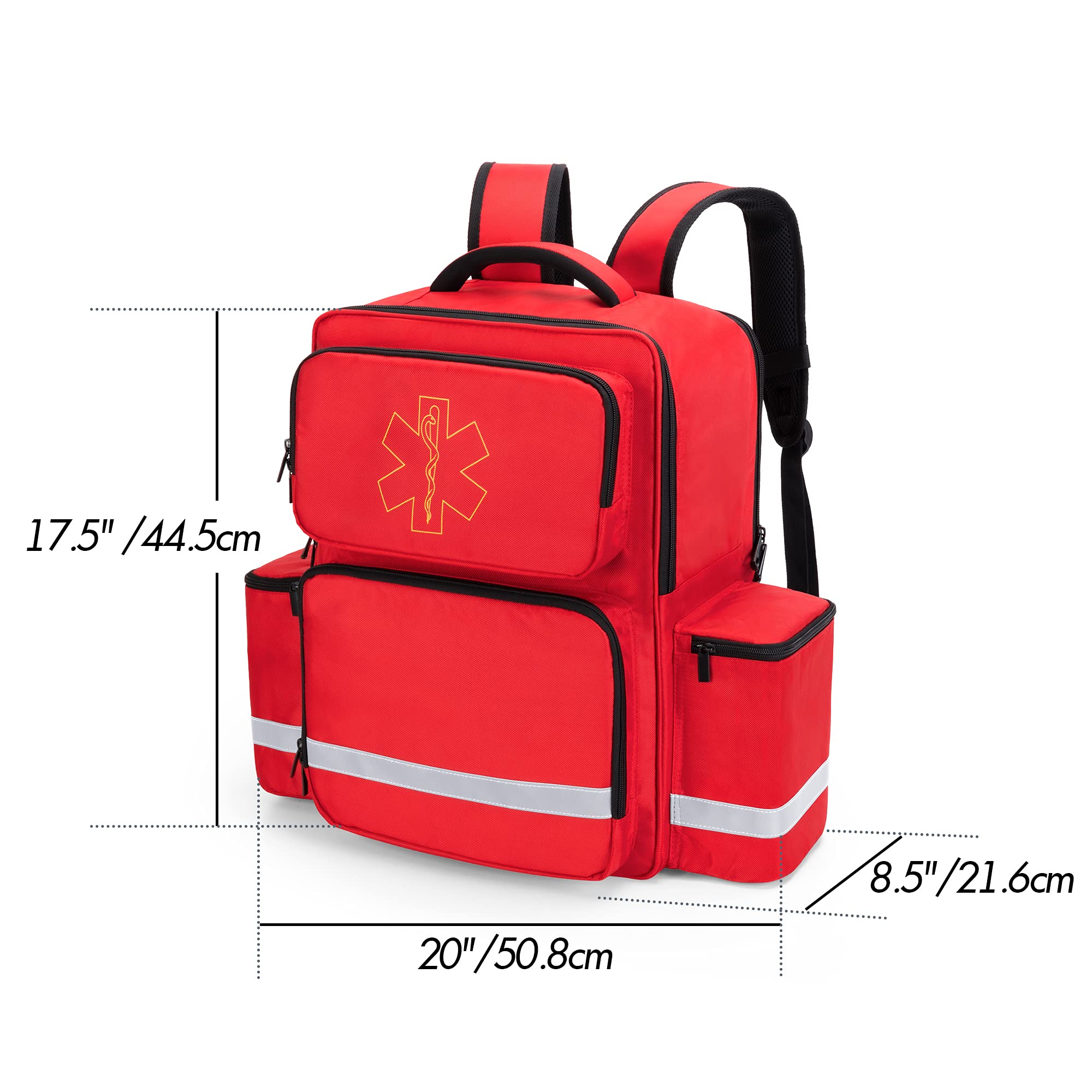 Trunab Emergency Medical Backpack 50L Responder Trauma Bag for EMT, Home Care, Red