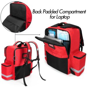 Trunab Emergency Medical Backpack 50L Responder Trauma Bag for EMT, Home Care, Red