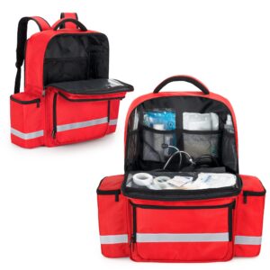 Trunab Emergency Medical Backpack 50L Responder Trauma Bag for EMT, Home Care, Red