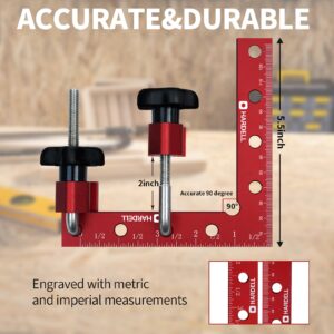 HARDELL 90 Degree Positioning Squares Right Angle Clamps 5.5" x 5.5"(14 x 14cm) Aluminum Alloy Woodworking Carpenter Corner Clamping Square Tool for Picture Frame Box Cabinets Drawers