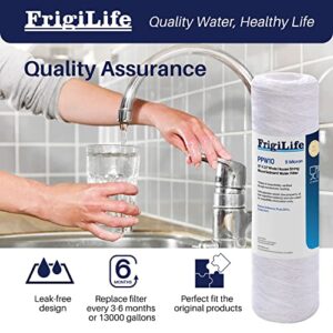 FrigiLife 5 Micron 10" x 2.5" String Wound Sediment Water Filter Cartridge for Well filter Universal Replacement with Any 10 inch RO Unit, WP-5, CFS110, Aqua-Pure AP110, WP-5, Culligan P5,(Pack of 4)