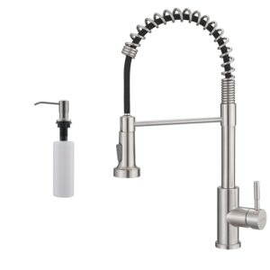 gimili spring kitchen sink faucet with soap dispenser brushed nickel