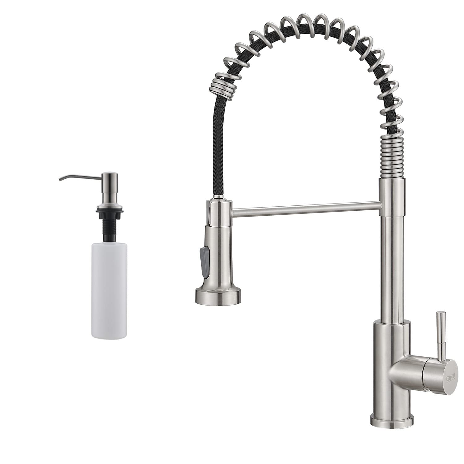 GIMILI Spring Kitchen Sink Faucet with Soap Dispenser Brushed Nickel