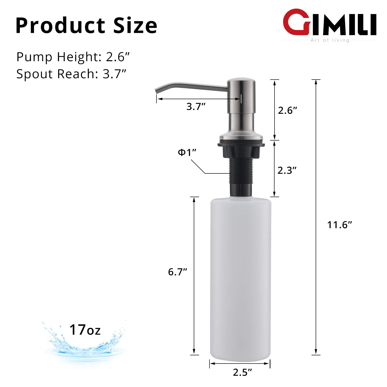 GIMILI Spring Kitchen Sink Faucet with Soap Dispenser Brushed Nickel