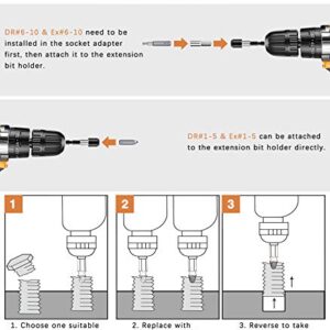 Raynesys Damaged Screw Extractor Set, 22 PCS Easy Out Stripped Screw Extractor Kit, Alloy Steel Screw Remover for Home DIY Garden Wood Extractor,with Magnetic Extension Bit Holder and Socket Adapter