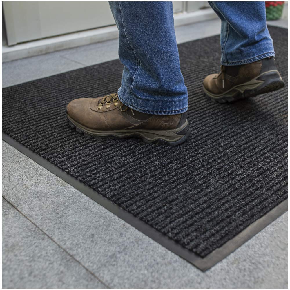 UNIMAT 3x5 (36"x60") Dual Ribbed Outdoor-Indoor Doormat with Waterproof Charcoal Rubber Backing - Stylish Welcome Mat, Perfect for Home, Office, and Kitchen Entrances