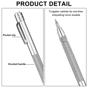 Zonon Tungsten Carbide Scriber with Magnet Aluminium Etching Engraving Pen with Clip for Metal Sheet Ceramics Glass Marble Jade Hardened Steel (10 Pieces)