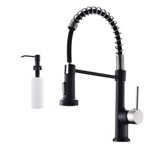 gimili spring kitchen sink faucet with soap dispenser matte black&brushed nickel