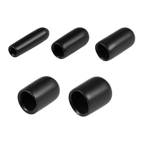 uxcell 50pcs Round Rubber End Caps 1/8" 3/16" 1/4" 5/16" 3/8" Black Vinyl Cover Screw Thread Protectors Assortment Kit(3mm 5mm 6mm 8mm 9.5mm)