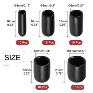 uxcell 50pcs Round Rubber End Caps 1/8" 3/16" 1/4" 5/16" 3/8" Black Vinyl Cover Screw Thread Protectors Assortment Kit(3mm 5mm 6mm 8mm 9.5mm)