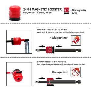 Protorq Long Impact Bit Set, PH2 SQ2 T25, 6-Inch Length, 6-Piece with 1-Piece Magnetizer & demagnetizer