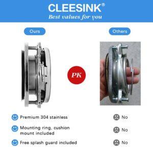 Garbage Disposal Flange, 3 Bolt Mount Stainless Steel Kitchen Sink Flange Kit with Splash Guard for 3 1/2 Inch Standard Sink Drain Hole, Sink Food Waste Disposer Installation kit