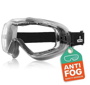 nocry anti fog safety goggles for men and women with premium anti scratch coating - vented panoramic lab goggles; ansi z87 certified lab safety goggles, eye protection goggles with adjustable headband