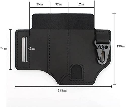 with Key Holder Multi-Tool Pouch, Leather Belt Loop Waist Multitool Sheath, Leather Knife Sheaths Flashlight Holster, Pocket Organizer Pouch EDC Leather Sheath, EDC Leather Organizer Pouch (Black)