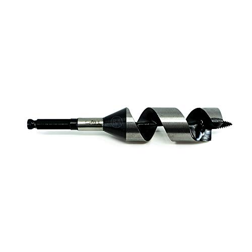 Benchmark Abrasives 1-1/2" Auger Drill Bit for Wood, 7/16” Hex Shank, Fast Drilling Bits for Soft and Hard Wood, Plastic, Plywood, Lumber, Drywall, and Composite Materials (1-1/2")