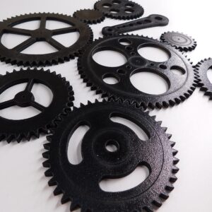 Steampunk Gears Wall Decor - Eight Gears, Two Push Rods - 10 Pieces - Free Shipping - Wood Gears