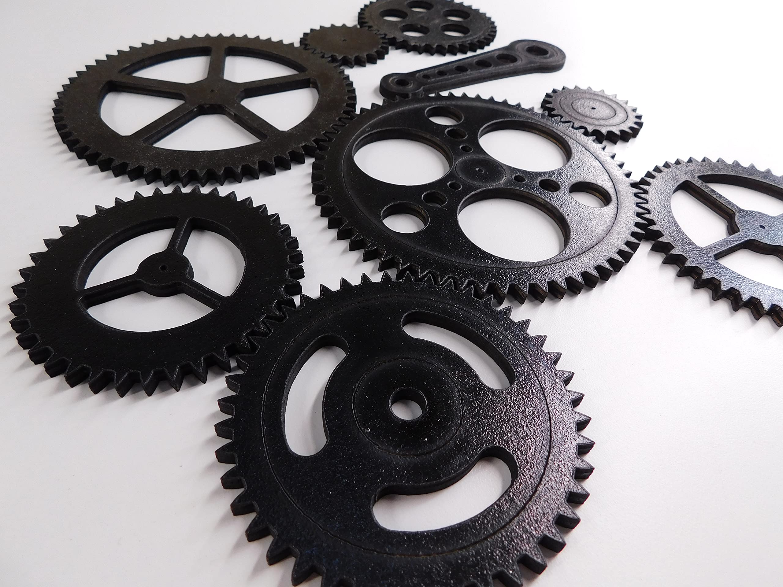 Steampunk Gears Wall Decor - Eight Gears, Two Push Rods - 10 Pieces - Free Shipping - Wood Gears