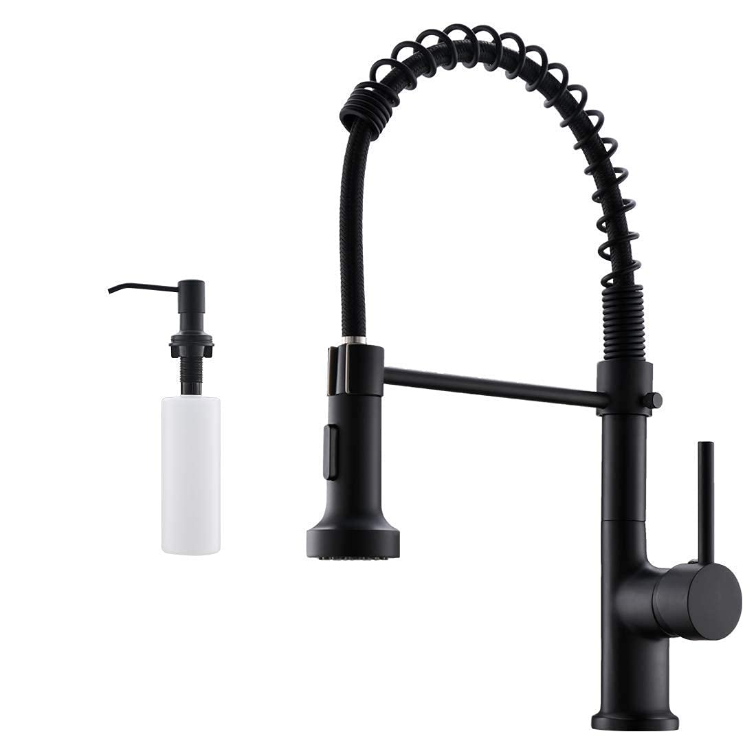 GIMILI Spring Kitchen Sink Faucet with Soap Dispenser Matte Black