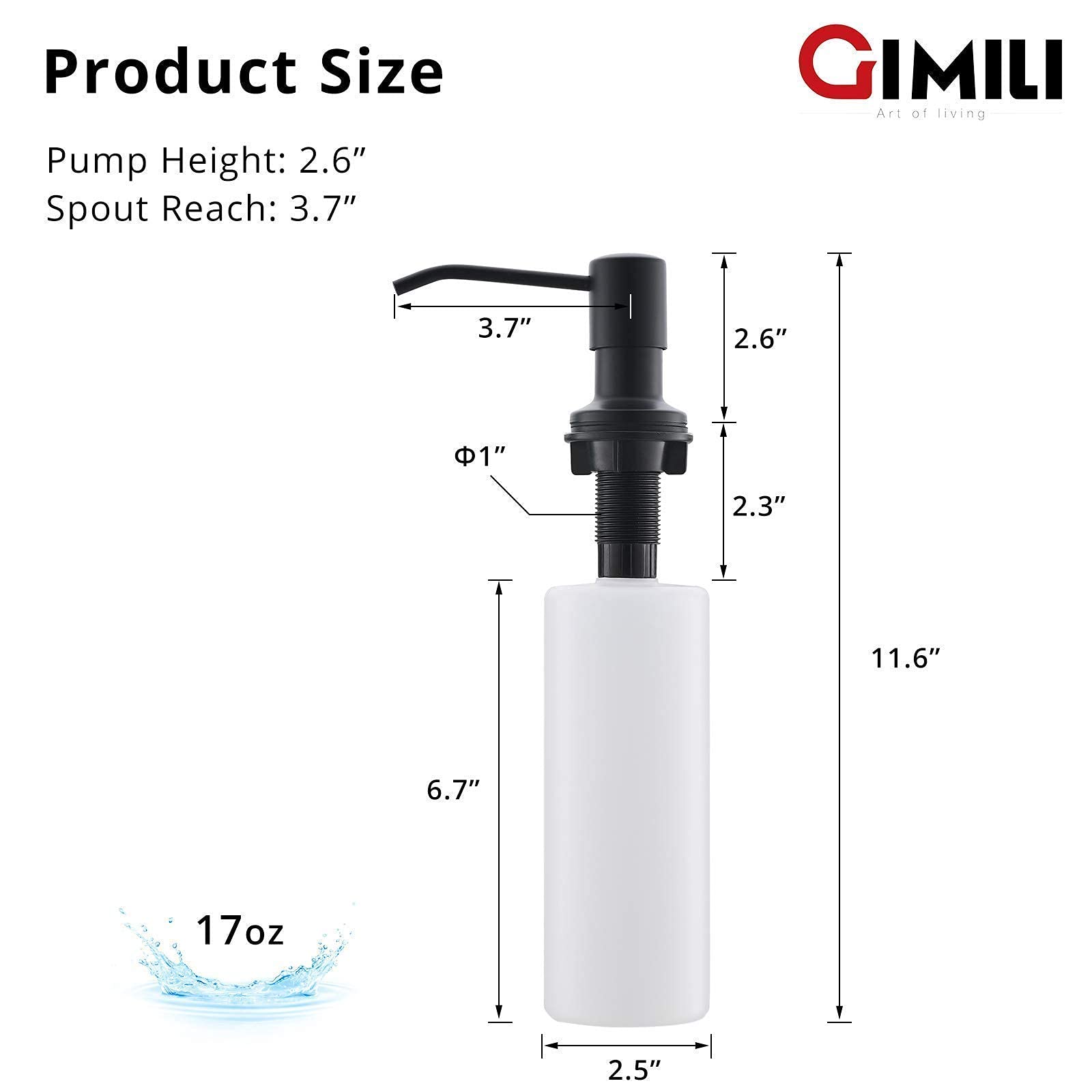 GIMILI Spring Kitchen Sink Faucet with Soap Dispenser Matte Black