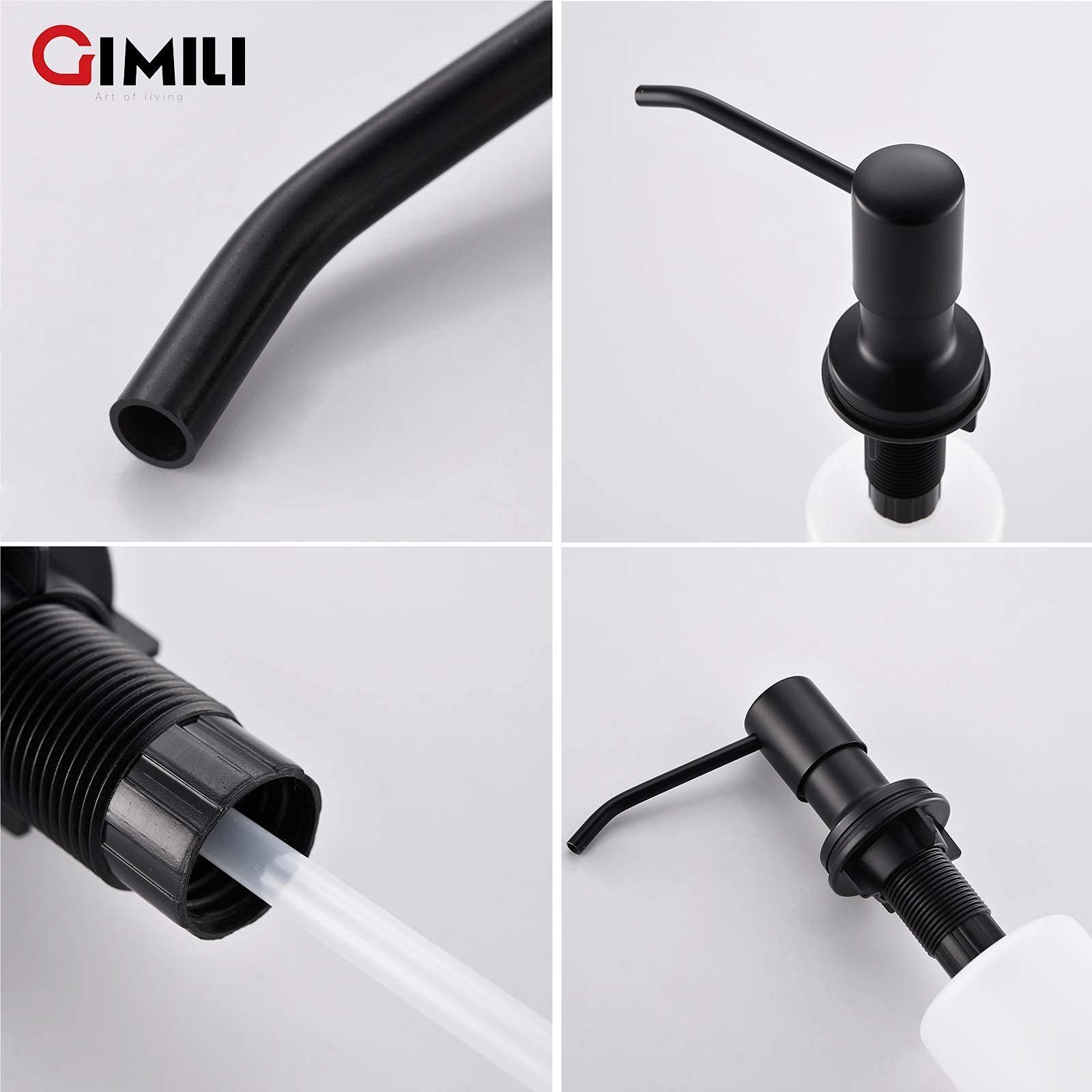 GIMILI Spring Kitchen Sink Faucet with Soap Dispenser Matte Black