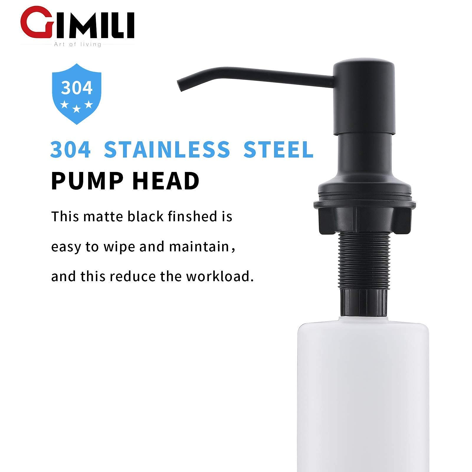 GIMILI Spring Kitchen Sink Faucet with Soap Dispenser Matte Black