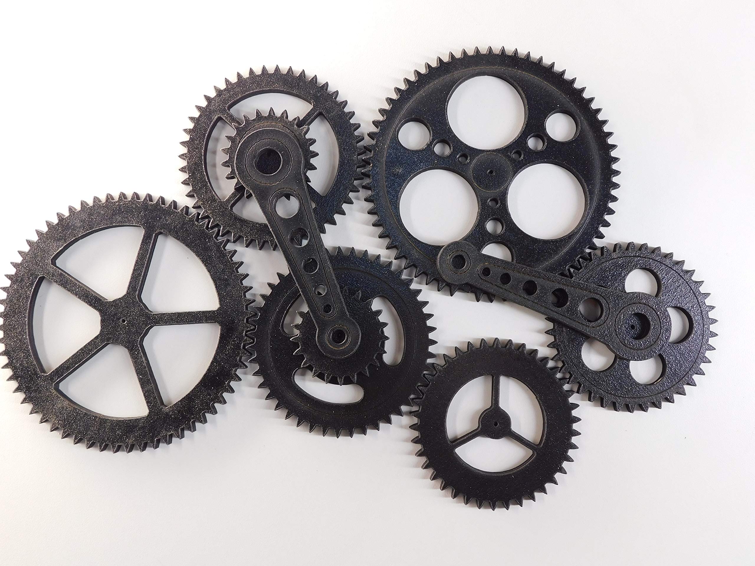 Steampunk Gears Wall Decor - Eight Gears, Two Push Rods - 10 Pieces - Free Shipping - Wood Gears