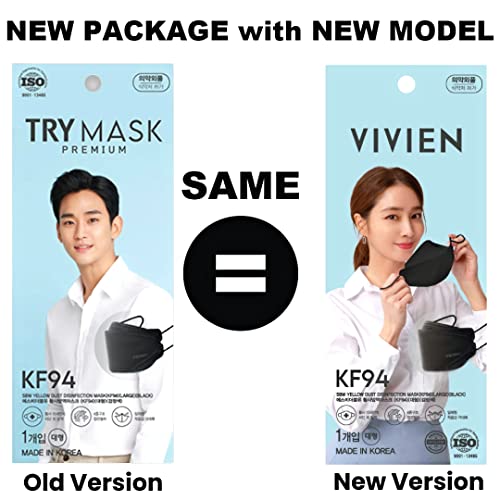 KN FLAX [20Packs] KF94 Black - Face Protective Mask for Adult (Black) [Made in Korea] [20 Individually Packaged] TRY Premium KF94 Certified Face Safety Black Dust Mask for Adult