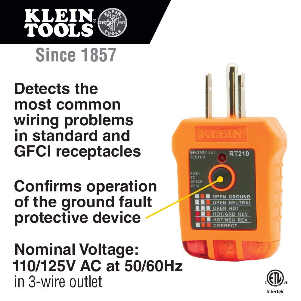 Klein Tools ET45VP Electrical Test Kit with GFCI Outlet Tester and AC/DC Voltage Tester