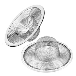 shower hair drain catcher, stainless steel sink strainer hair catcher basket filter trap fits most kitchen sinks, bathroom sinks, shower tub drains(2 pack, 3.54inch)