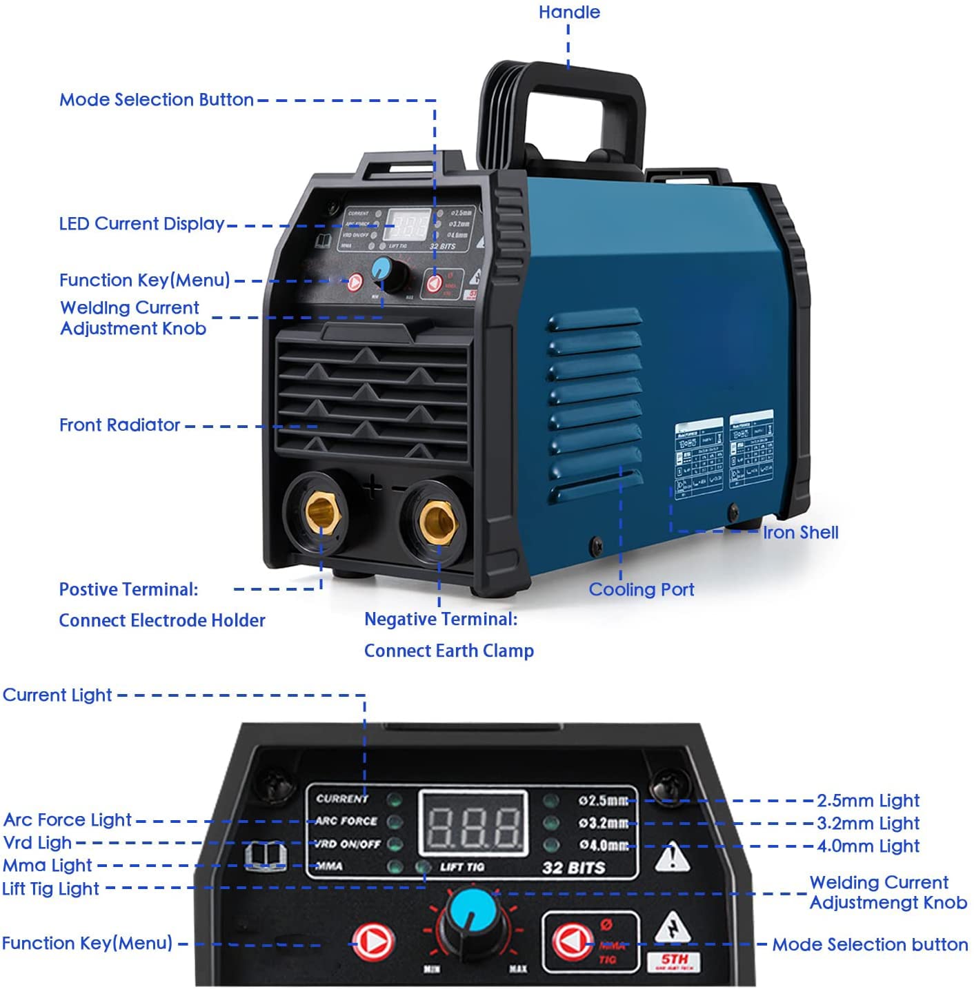 200A ARC Welding Machine, 110V/220V Dual Voltage Welder, IGBT Stick MMA Welder LED Display with Electrode Holder Work Clamp