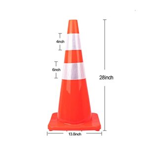 [ 12 Pack ] 28" Traffic Cones Plastic Road Cone PVC Safety Road Parking Cones Weighted Hazard Cones Construction Cones Orange Parking Barrier Safety Cones Field Marker Cones Traffic Cones (12)