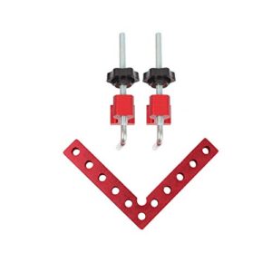 Kipokalor Two sets of Red Aluminium Alloy 90 Degree positioning squares Right Angle Clamps Woodworking Carpenter tool corner Clamping square for Picture Frame Box Cabinets Drawers(120MM, 2 sets Red)